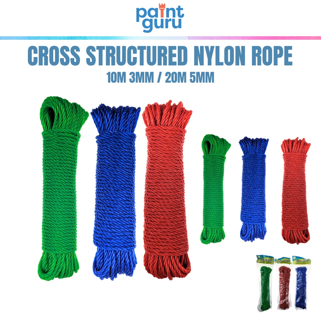 Nylon Rope 10m 3mm / 20m 5mm Long Twisted Nylon Rope with 3 Color ...
