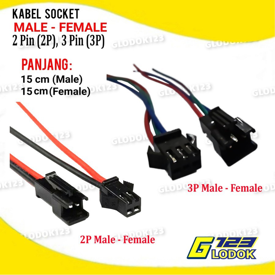 DC JST SM 2 Pin LED Strip Male Female Socket Connector Socket Cable ...