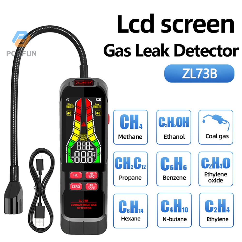 Pcbfun Gas Leak Detector 50-10000ppm Sound Alarm Combustible Flammable Gas Analyzer | Shopee ...