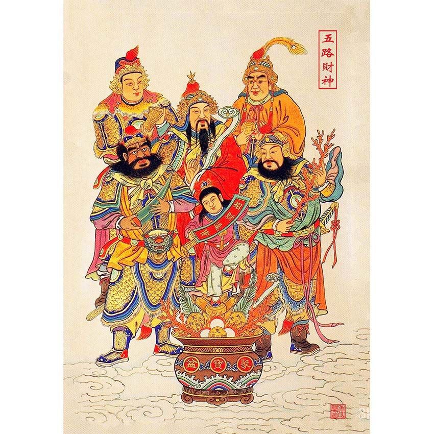 superior productsFive-Way God of Wealth Painting Five Gods of Wealth ...