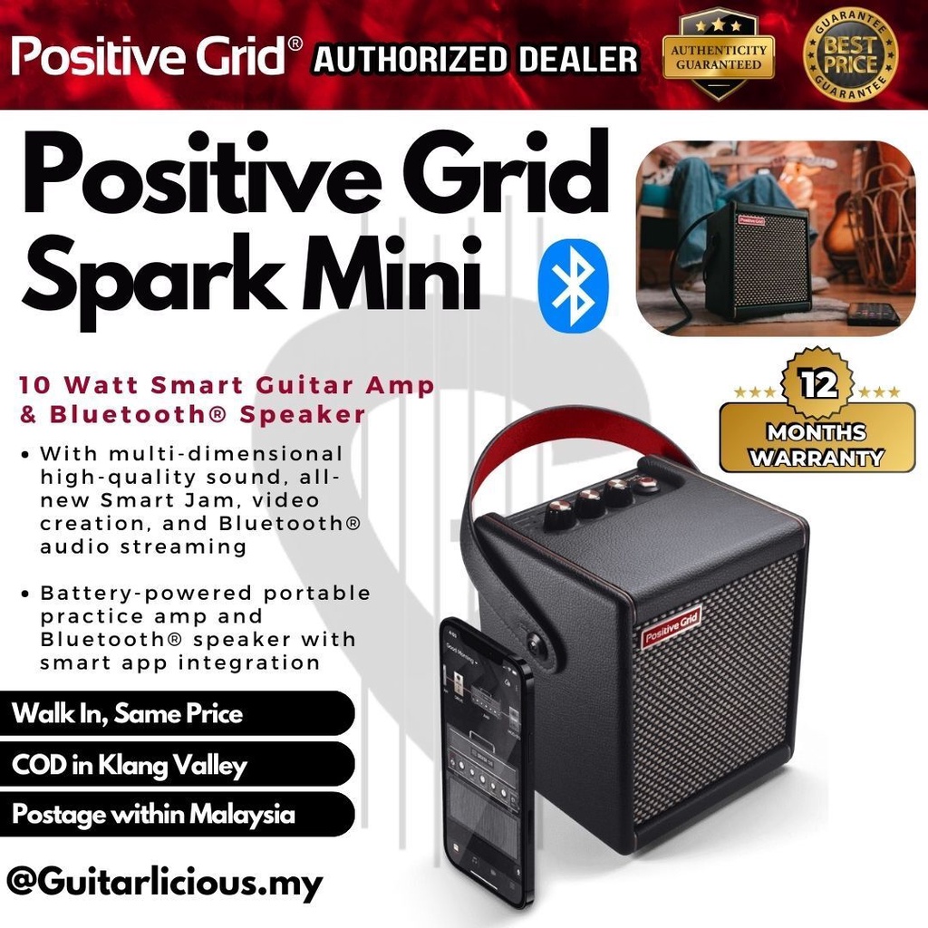 Positive Grid Spark Mini Smart Portable Guitar Amplifier 10 Watts with ...