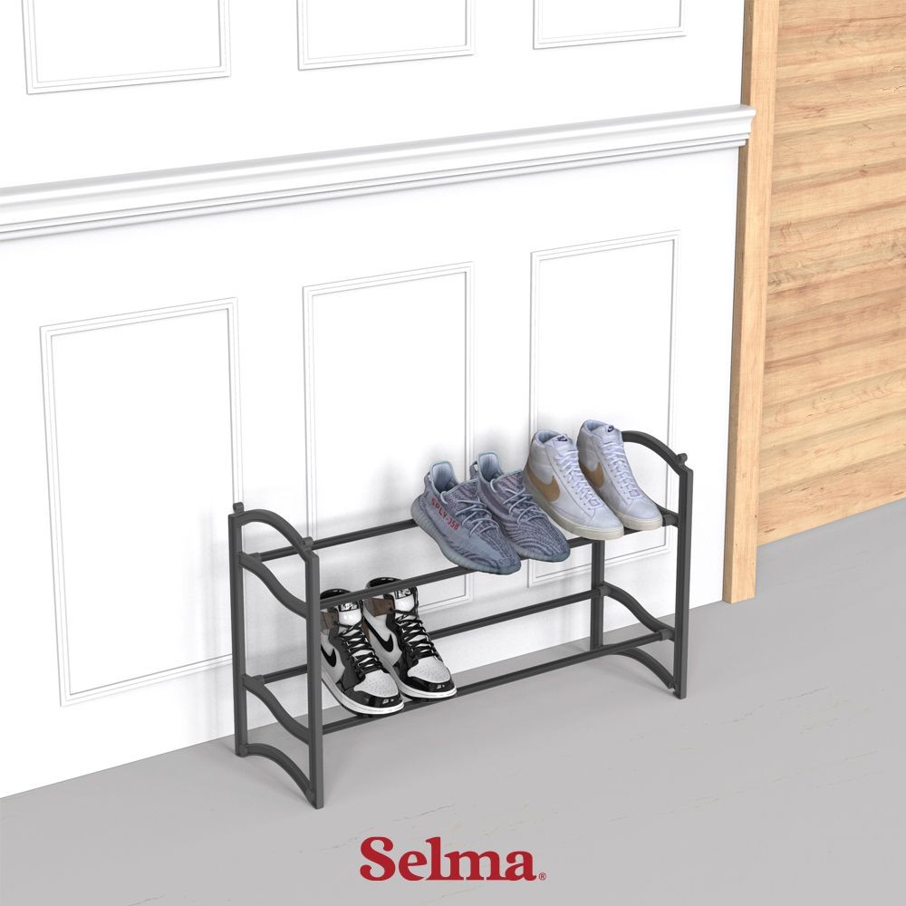 Selma Etc. 2 Tier Plastic Stackable Shoe Rack Shoe Storage Rack Shoe ...