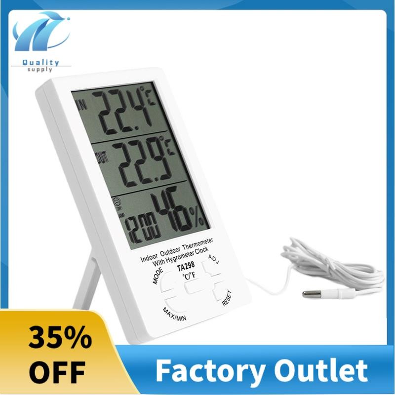 LCD Temperature Humidity Meter Indoor Outdoor Thermometer Hygrometer ...