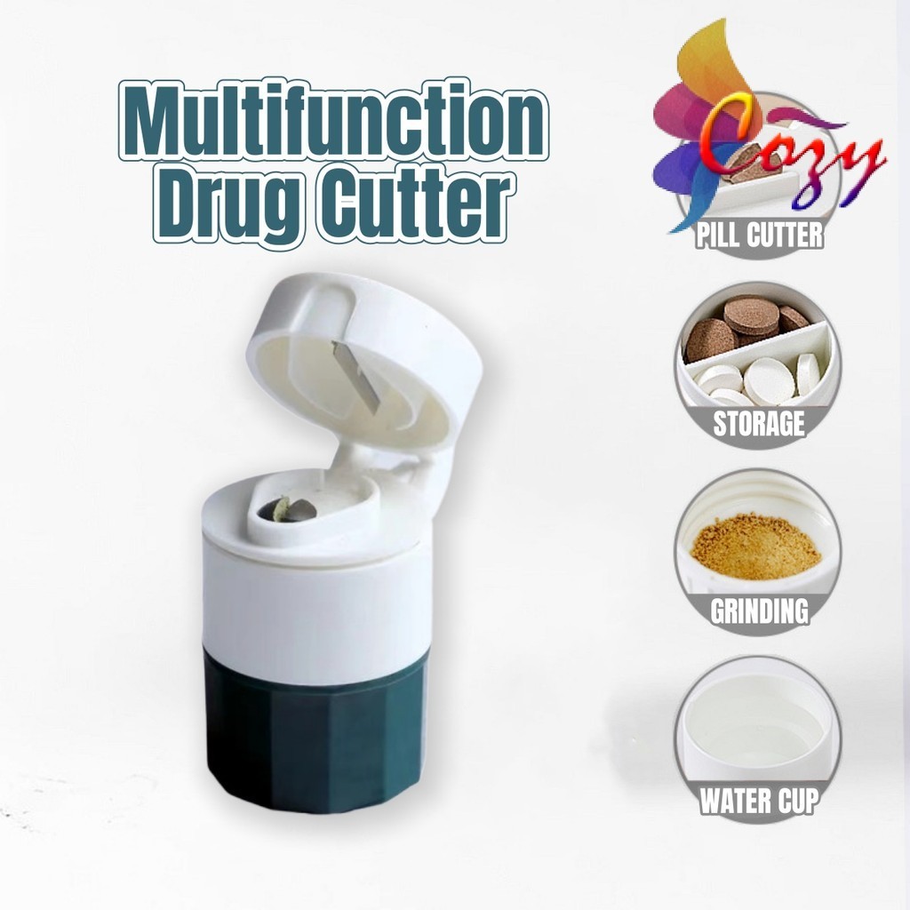4 IN 1 Medicine Cracker Cutter Portable Travel Splitter Storage Case ...