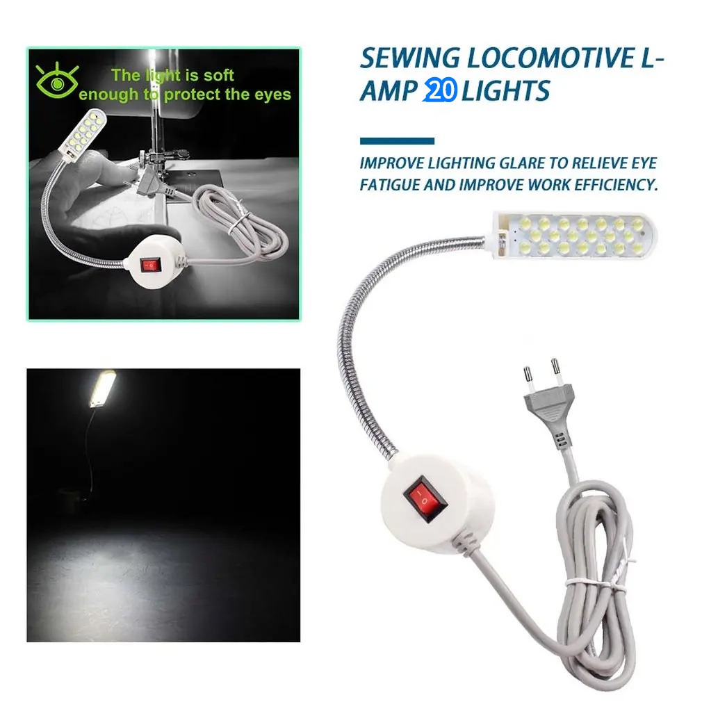 Sewing Machine LED Lamp 20 LEDs Work Energy-Saving Lamps With Magnets ...
