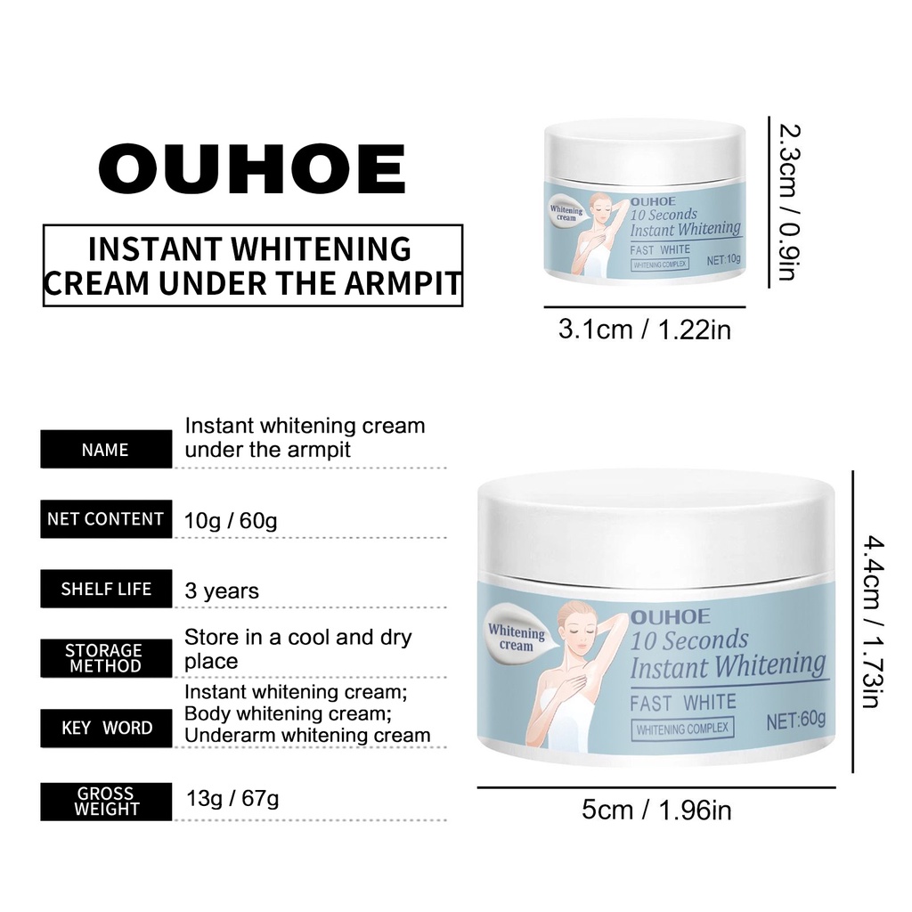 OUHOE Instant Whitening Cream Intimate Area Underarm Elbow Buttock ...