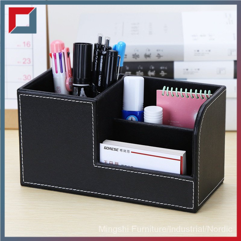 Light luxury multi-functional leather pen container set simple office ...