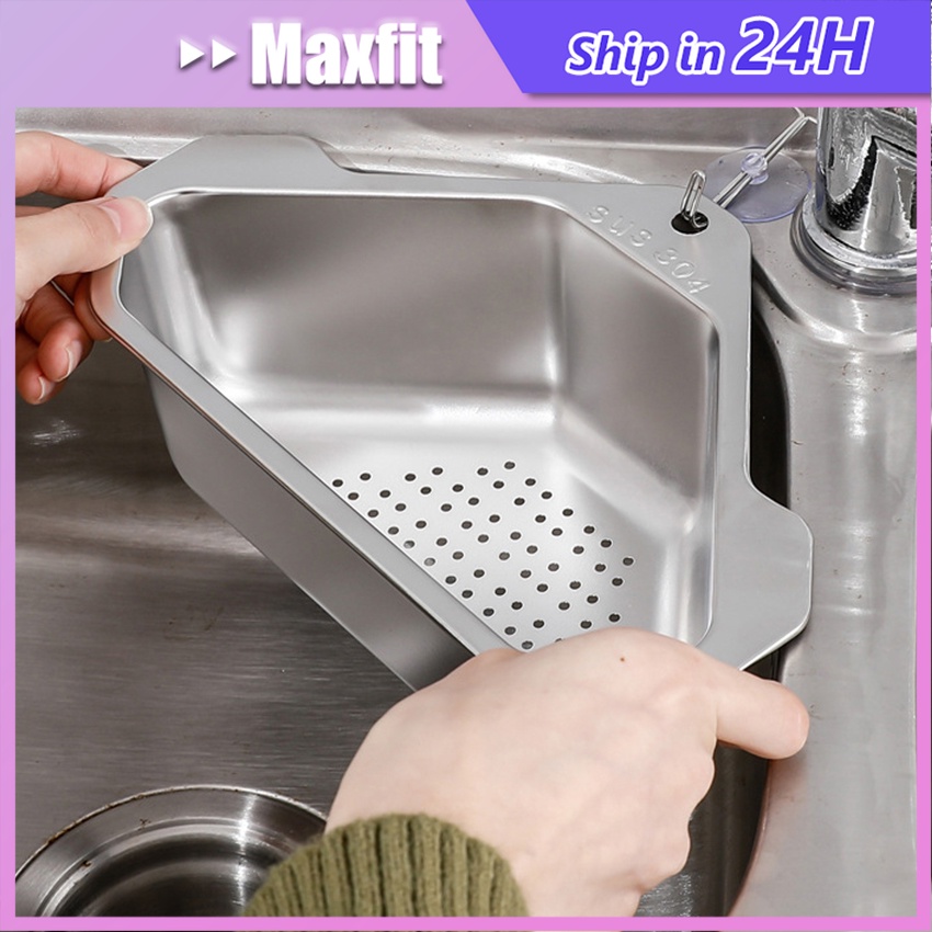 SIKU Stainless Steel Triangle Sink Strainer Rack Corner Shelf Kitchen ...