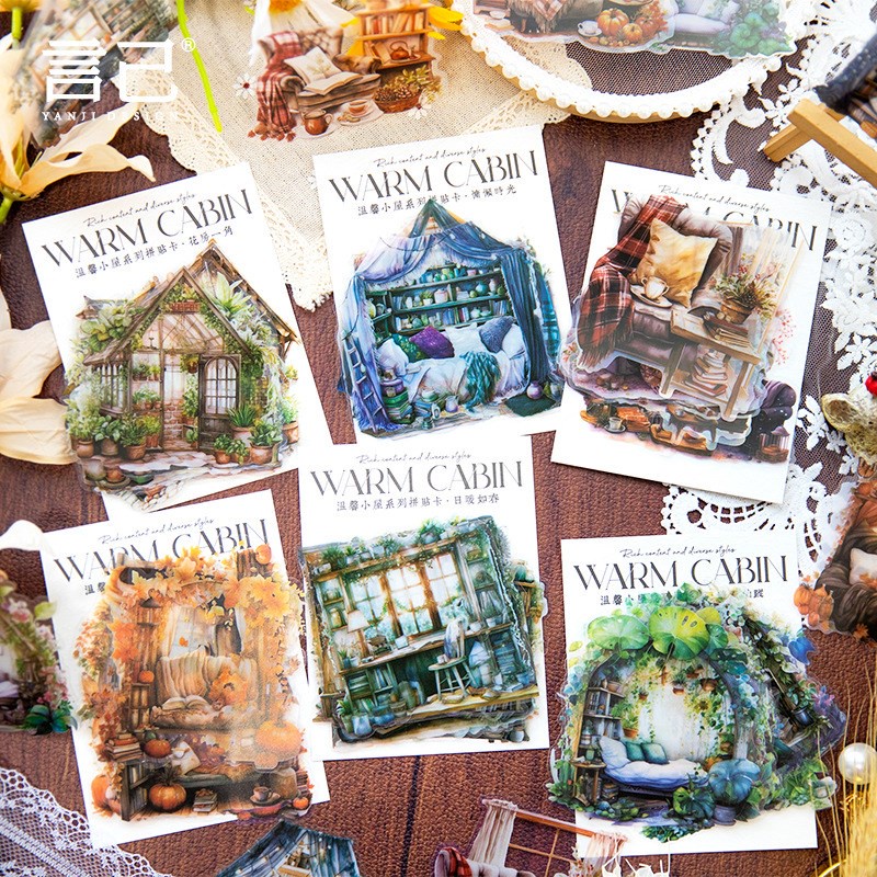 10 Pcs/pack Warm House Stickers Transparent Aesthetics Sticker Set ...