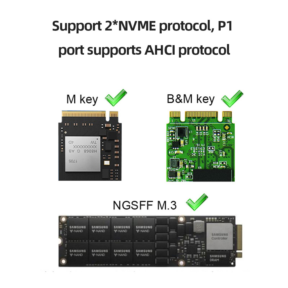 M.2 NVME SSD Clone USB3.2 Type C External Hard Disk Box Dual-Bay Gen2X ...