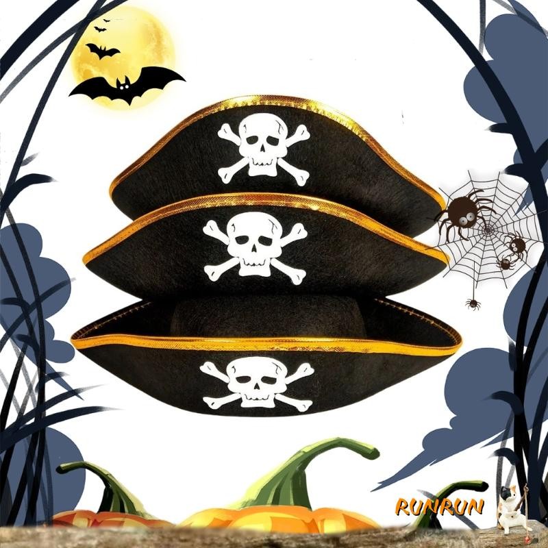 RUNUN Halloween Theme Party Cocked Hat Role Play Party Pirate Costume ...