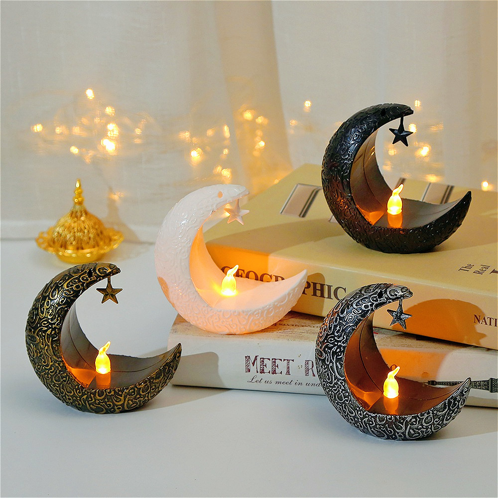 Hari Raya Lampu Moon Shape Candle Holder Eid Ramadan Mubarak Metal LED ...