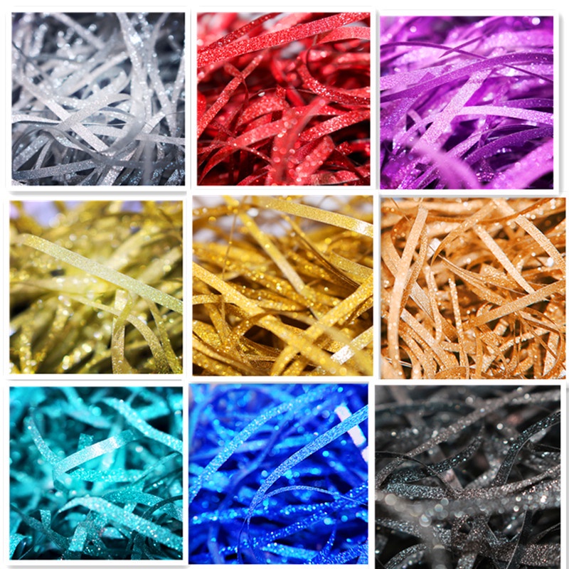 ((1 Pack 50g) Flashing Glitter Raffia Grass Gilding Silver Gift Box ...