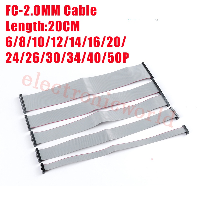 2PCS 2.0MM pitch FC-6/8/10/14/16/20/40/50 PIN 30CM JTAG ISP DOWNLOAD ...