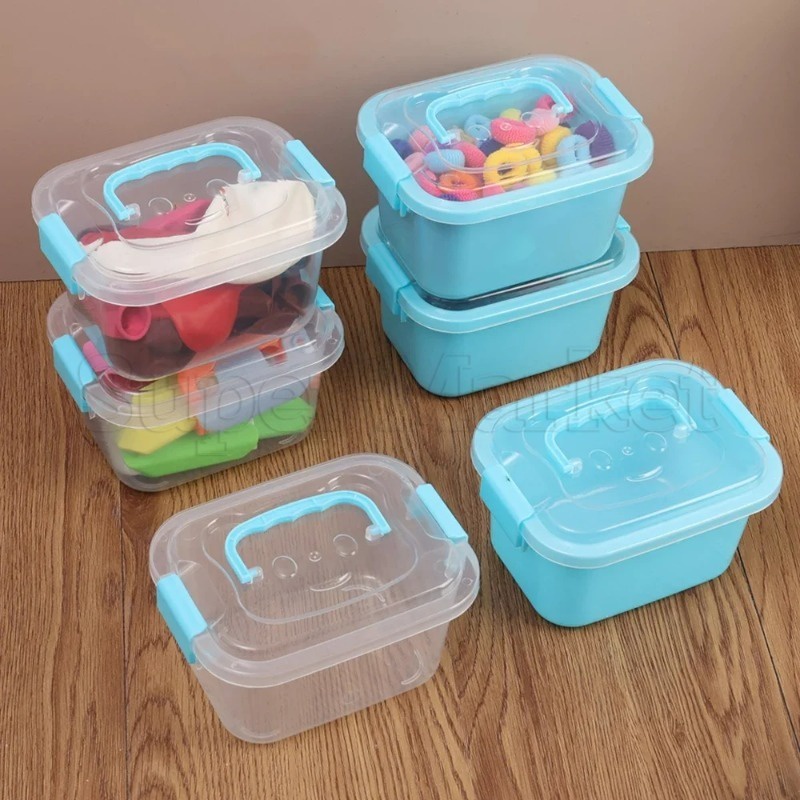 Kids Toys Student Stationery Container / Portable Transparent Blue Box ...