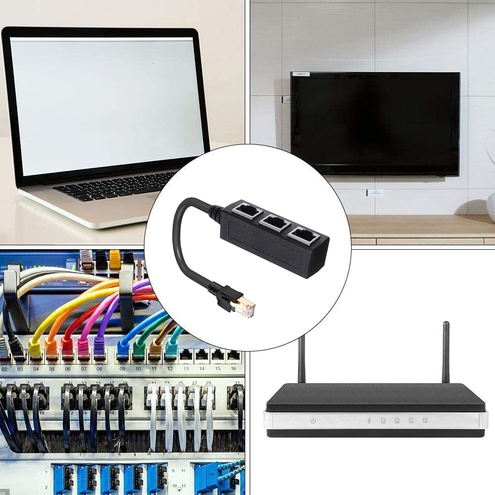 3 in 1 RJ45 Splitter Extender LAN Ethernet Network RJ45 Connector for ...