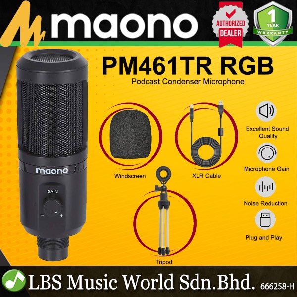 Maono AU-PM461TR RGB USB Microphone Cardioid Condenser Mic (PM461TR ...
