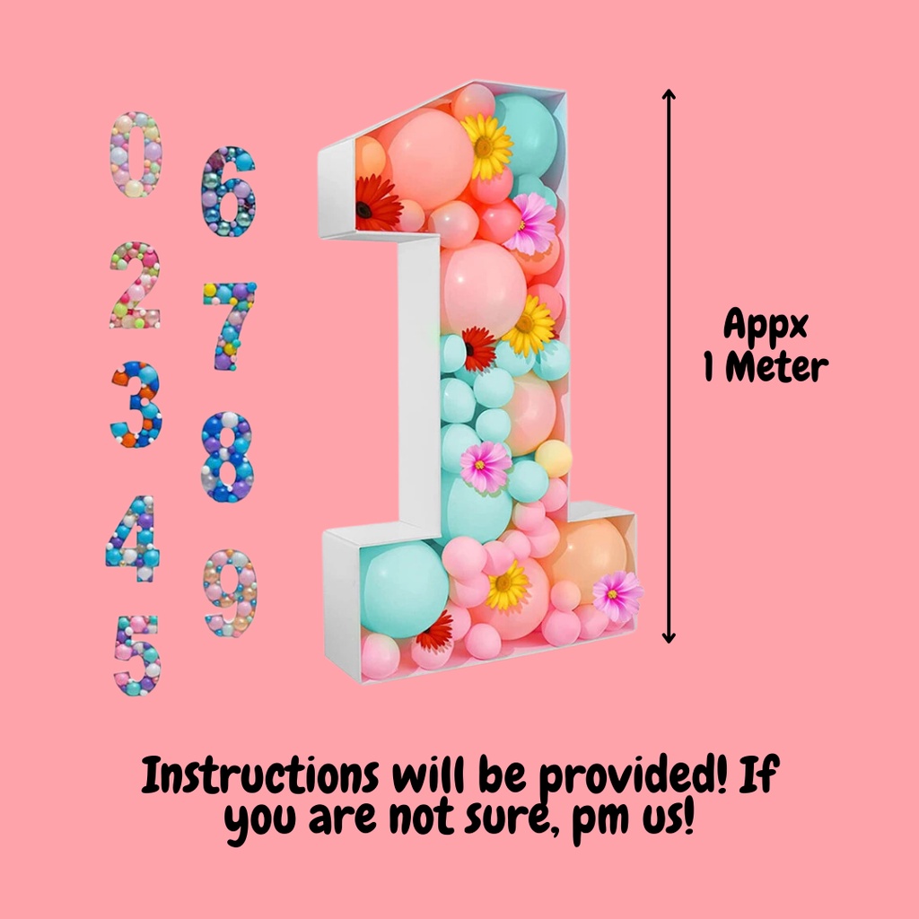 [SG Seller] 100cm Large Number Marquee Balloon Number Box DIY Balloons ...
