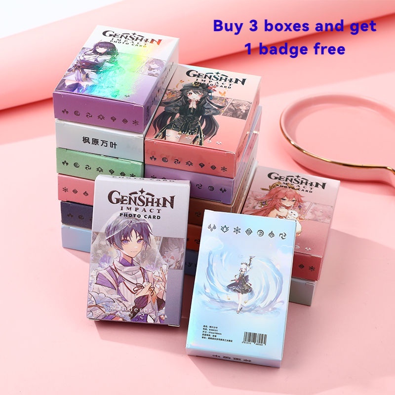 Genshin Impact Collectible Card Set 50pcs per box Cards 3 inch Furina ...