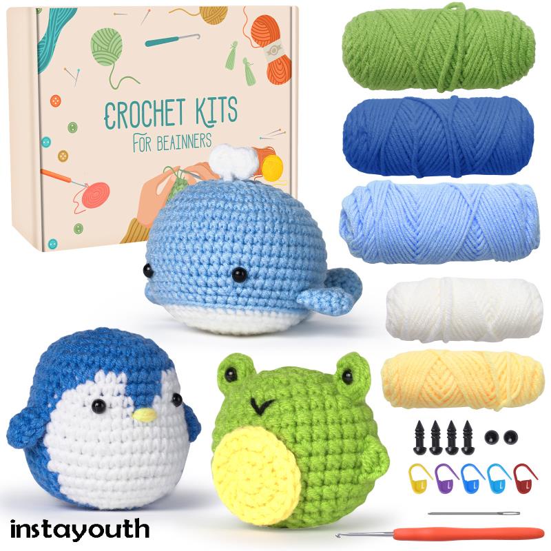 Crochet Kit with Yarn Knitting Crochet Hook for Beginners With Video ...