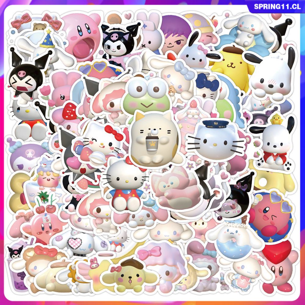60Sheets Mixed 3D Sanrio Anime Stickers Hello Kitty My Melody Kuromi ...