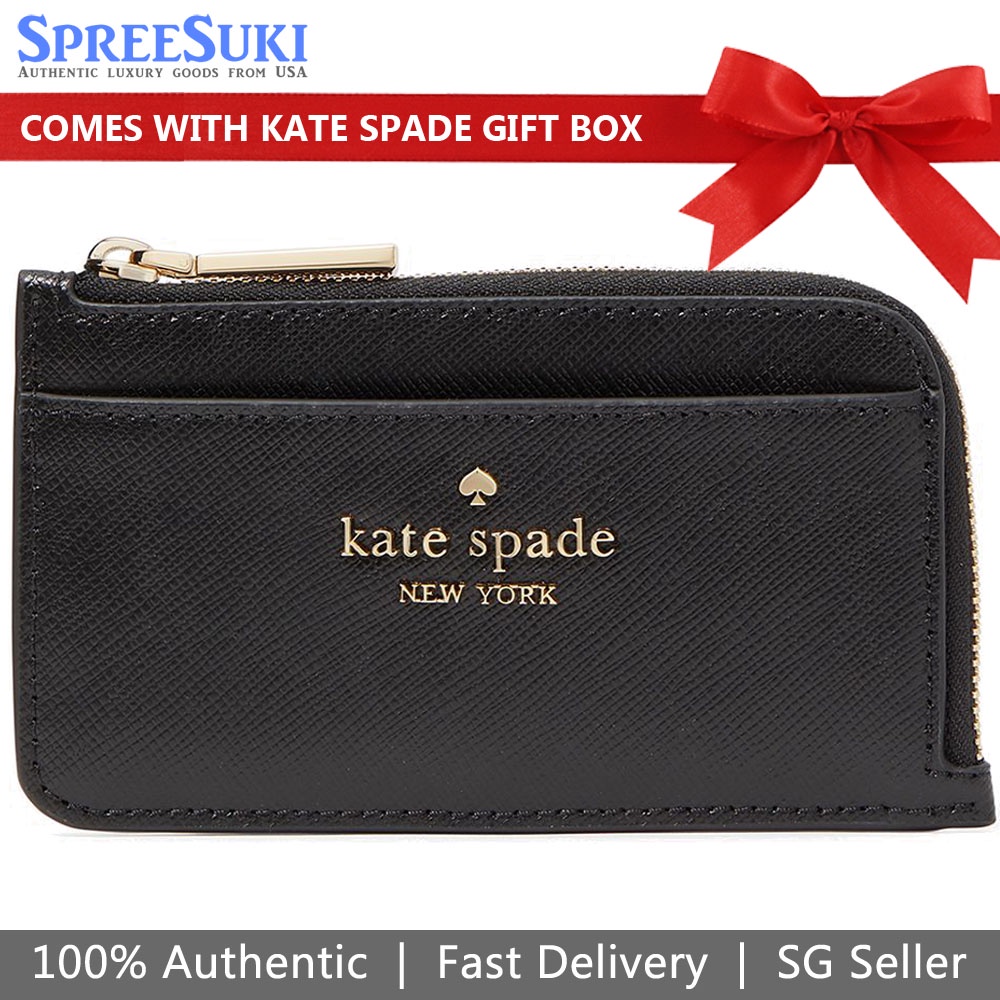 Kate Spade Card case In Gift Box Madison Saffiano Leather Top Zip Card ...