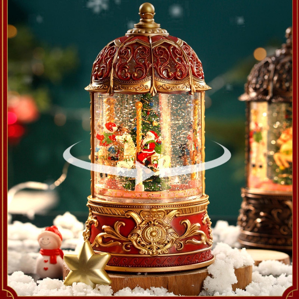 [Homyl478] Christmas Lantern Rotating Desk Light Birthday Holidays ...