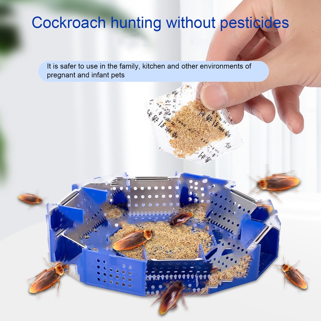 sNVh_ Cockroach Catcher Box 6 Entrance Single Layer PP Plastic Round ...