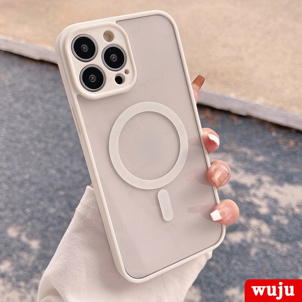 WUJU Luxury Clear Magnetic Wireless Charge Phone Case Compatible For iPhone 16 15 14 13 12 11 ...