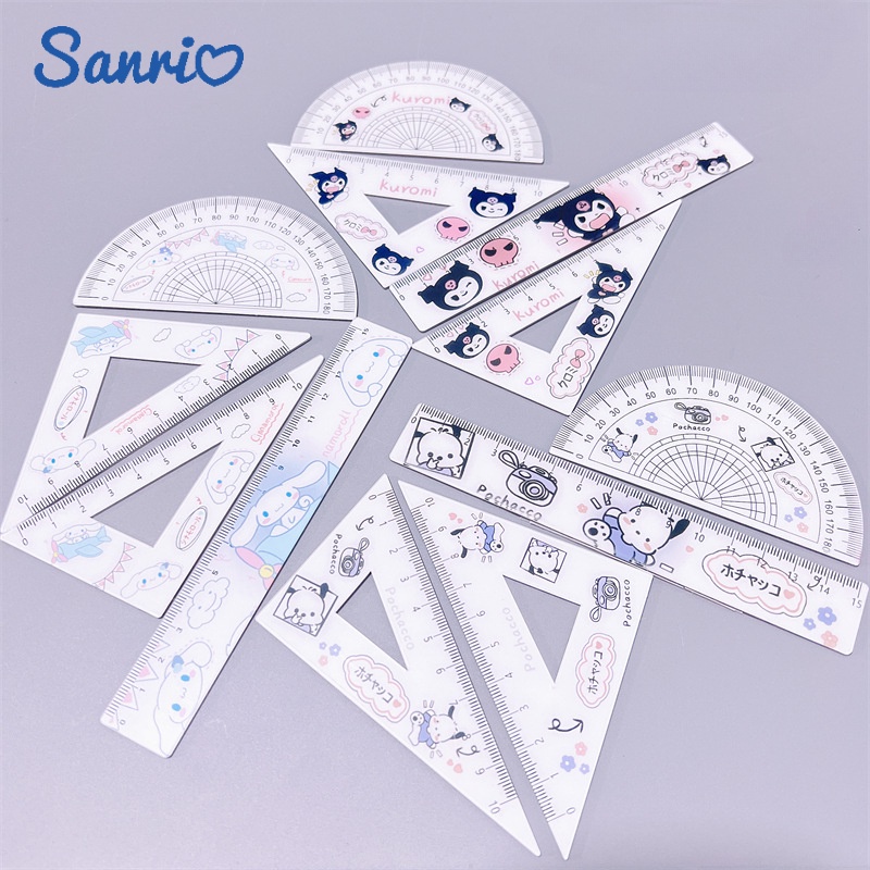Sanrio Acrylic Ruler Protractor Set Kuromi Cinnamoroll HelloKitty ...