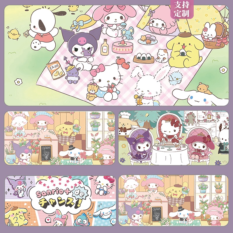 Sanrio Cartoon Large Mouse Pad Cute Cinnamoroll Kuromi Anime Non slip ...