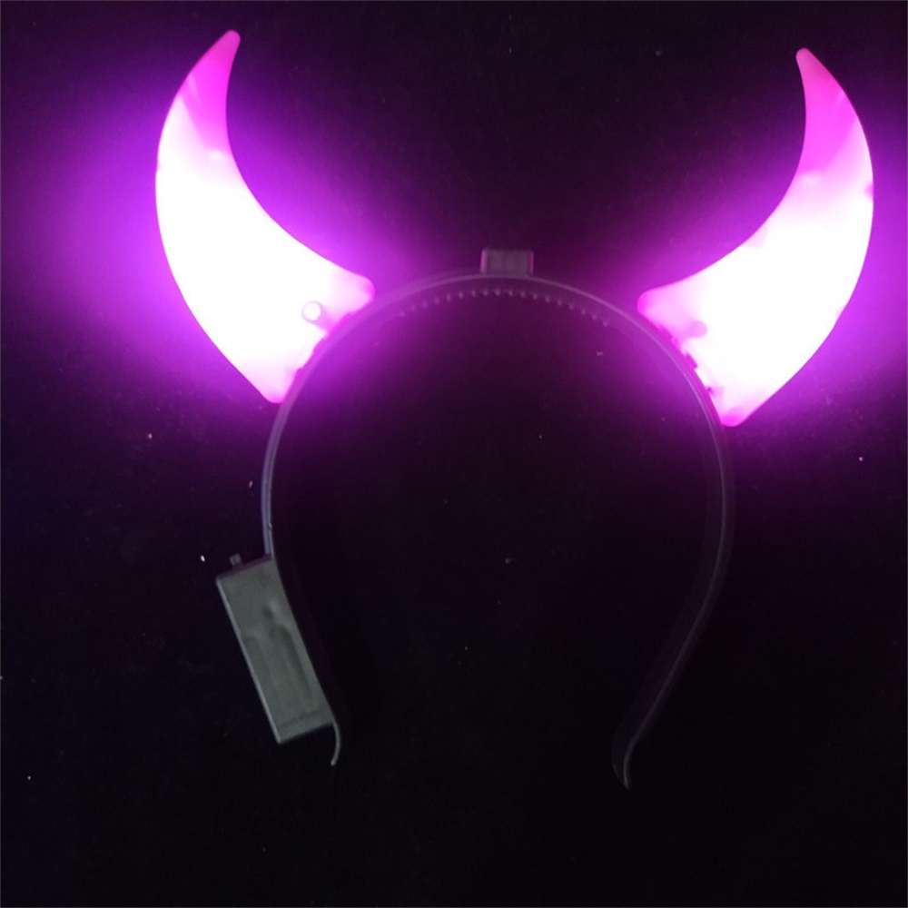 LED Devil Horn Light Up Headband Glowing Devil Horn Headwear Halloween ...