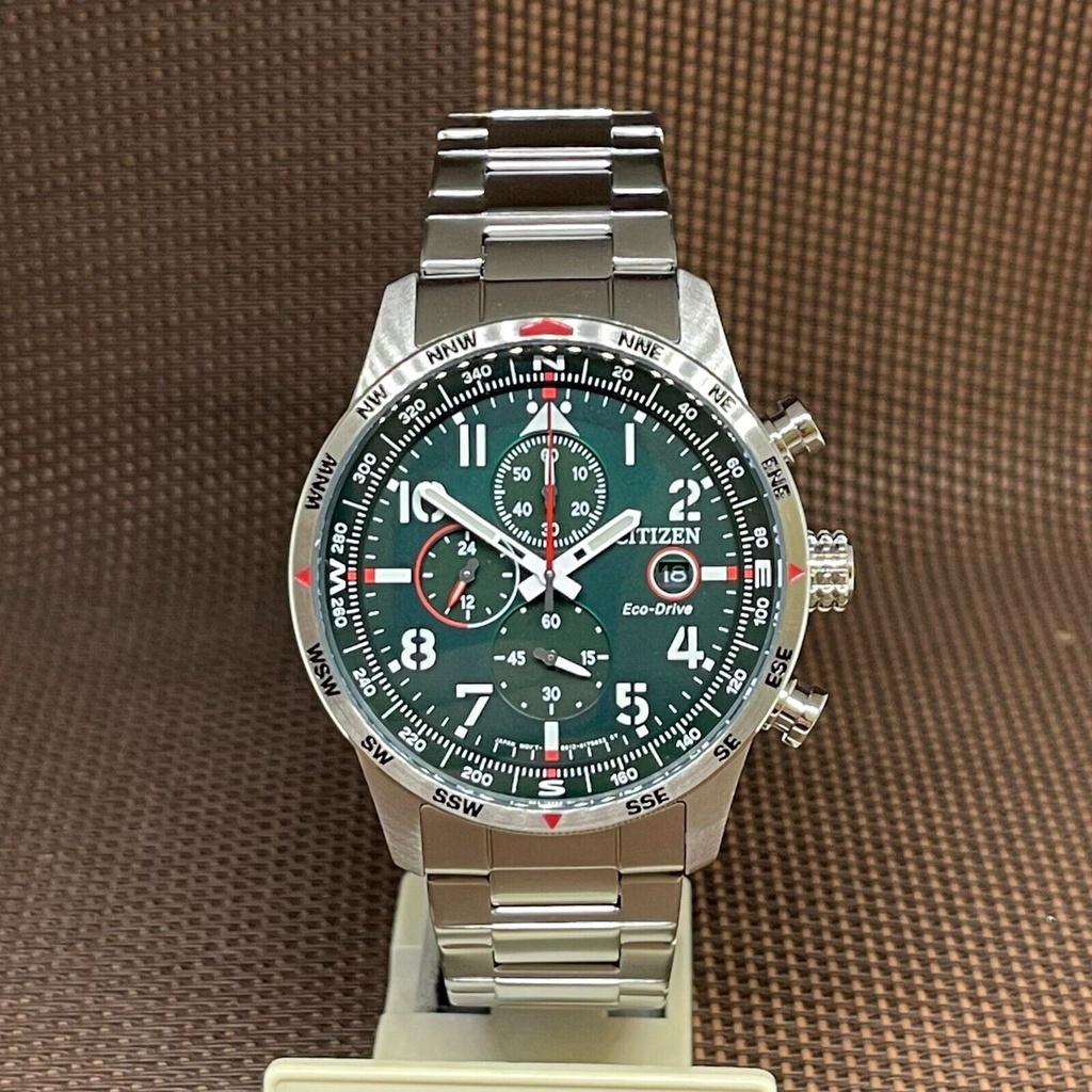 Citizen Eco-Drive CA0791-81X Chronograph Green Dial Stainless Steel Men ...