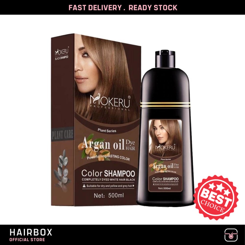 MOKERU Argan Oil Hair Dye Colour Shampoo - 500ML (HB) | Shopee Singapore