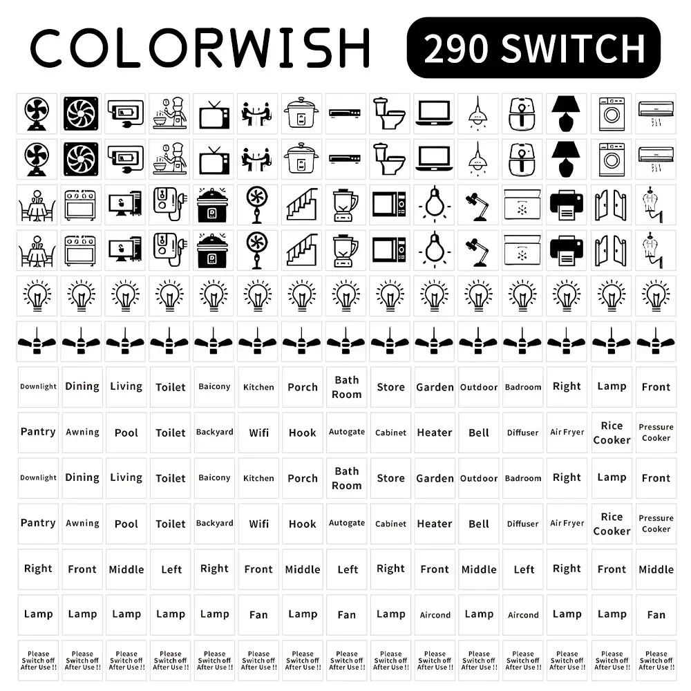 Switch Panel function sticker Transparent Light Switch Label Self ...