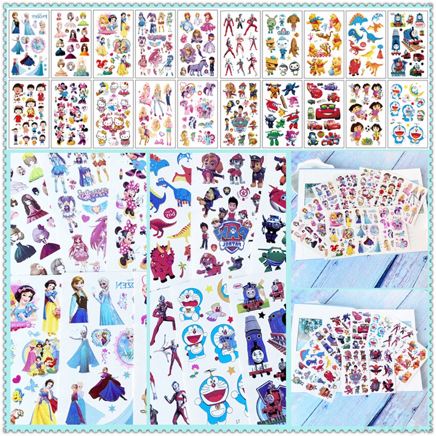 Mixed Cartoon Temporary Tattoo Stickers 10Sheets/Set Waterproof Tattoos ...