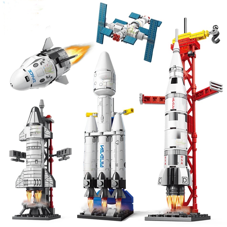 7 Style City Space Station Rocket Launching Mini Model Building Blocks ...