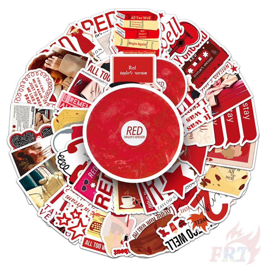 50Pcs/Set TS Music Album ♬ Red Series 01 Mini Stickers Waterproof DIY ...