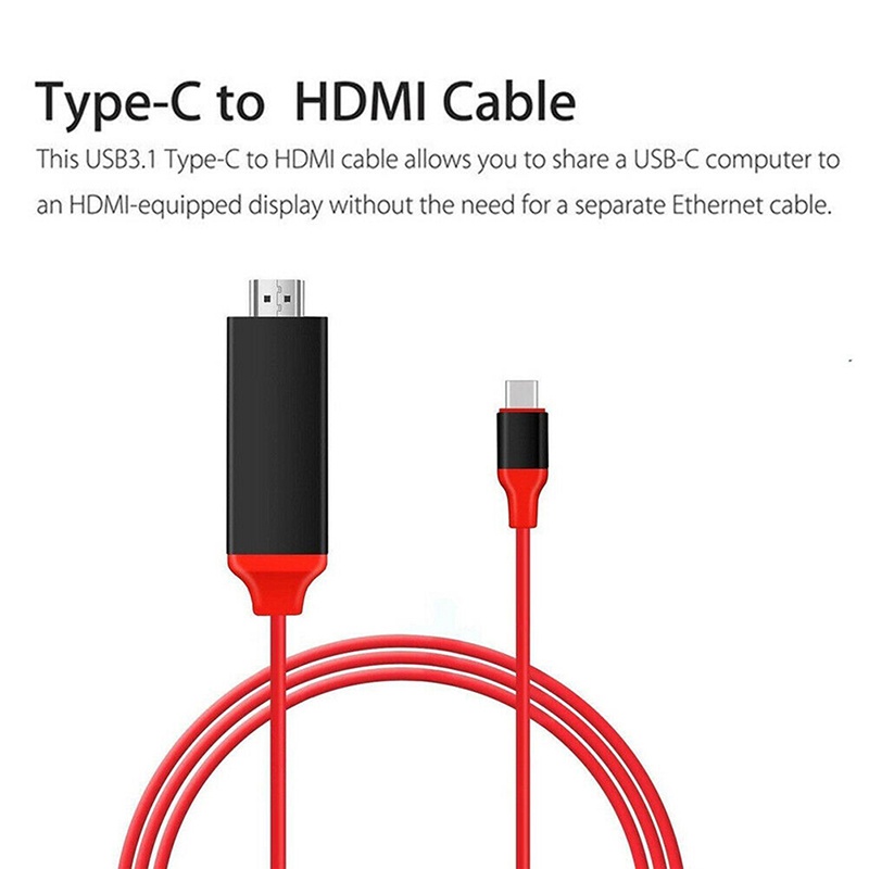 OP USB-C Type C to HDMI Cable AV TV Adapter USB 3.1 Plug And Play 4K HD ...