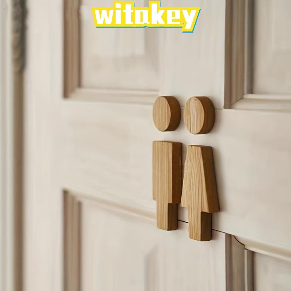 WITAKEY 1 Pair Toilet Sign, Durable Solid Wood Bathroom Sign, Creative Antique Men's and Women's ...