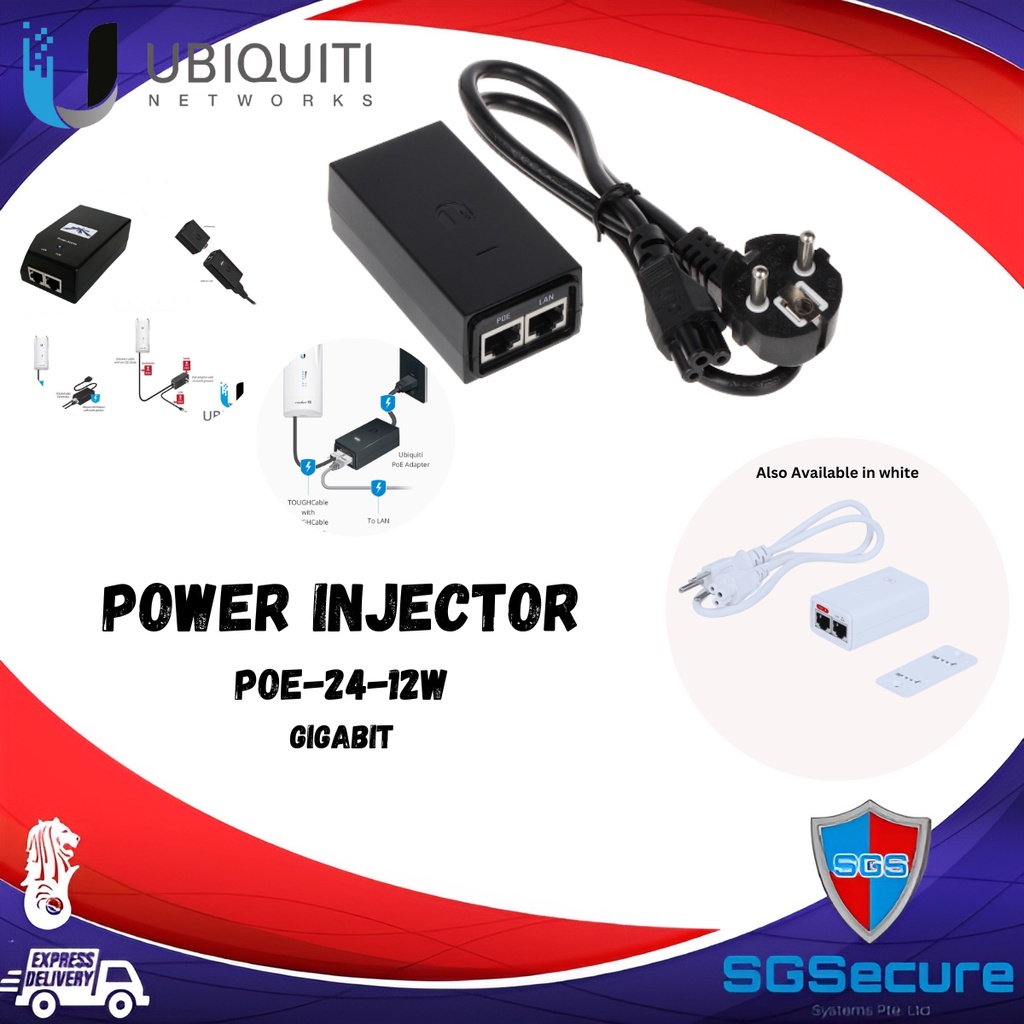 Ubiquiti Power Injector POE-24-12W-G-WH: 24V / 12W Gigabit PoE Injector ...
