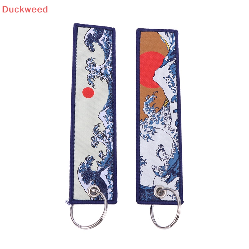 Duckweed 1Pc Japanese Waves Art Drawing Embroidery Key Fobs Backpack ...