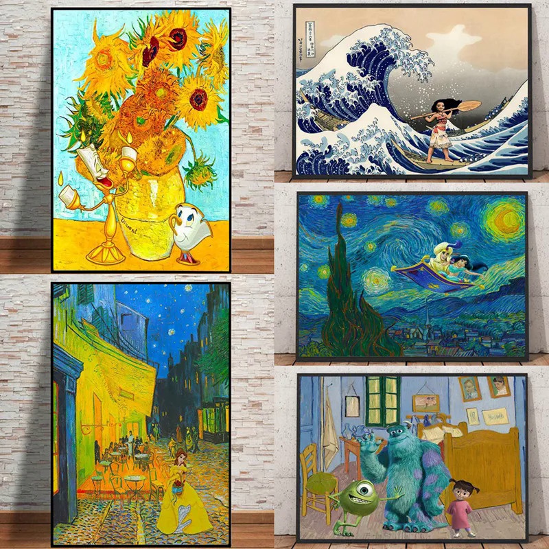 Disney Art Van Gogh Famous Painting Posters And Prints Mickey Mouse ...