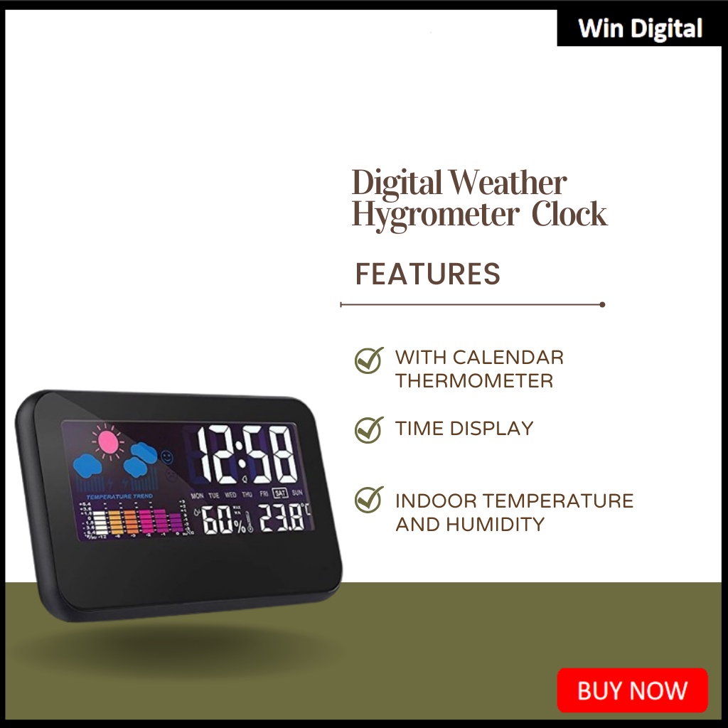 LCD Hygrometer Digital Clock Watch Table Electronic Desktop Clocks ...