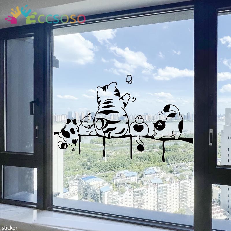 Cute Cat Climbing Wall Funny Decorative Stickers Home Balcony Window ...