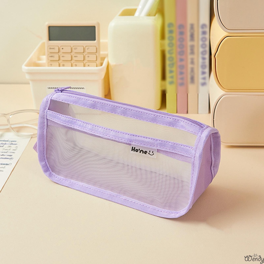Pencil Case Mesh Zipper Pen Pouch Transparent Pencil Pouch Clear Makeup ...