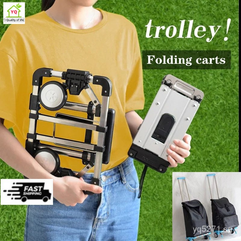 YQ Folding carts Storage carts Mini grocery shopping trolley fully ...