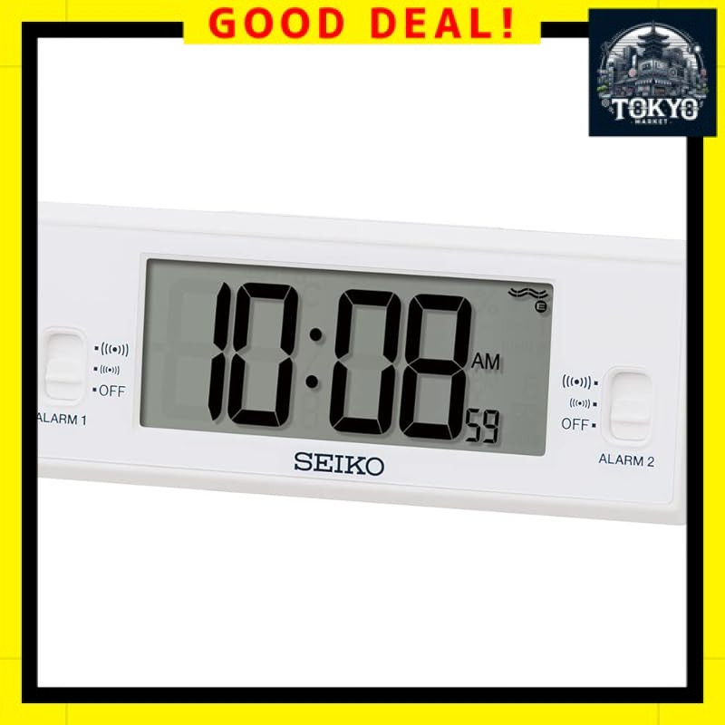 Seiko Digital Alarm Clock - Radio Controlled Table Clock, Black and ...