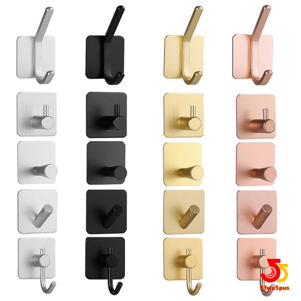 Adhesive Wall Hooks Mounted Door Key Cloth Coat Bathroom Robe Hanger ...
