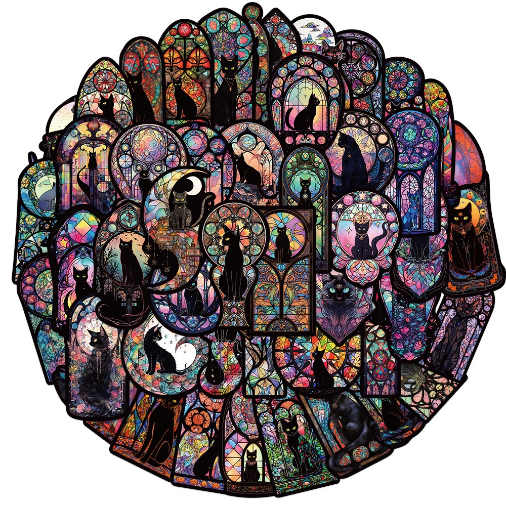 50PCS Gothic Dark Cat Waterproof Graffiti Stickers For Helmet Bicycle ...